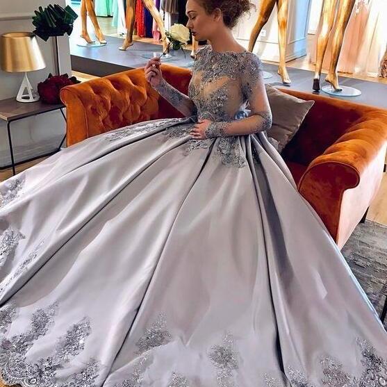 Princess Lace Prom Dress With Long Sleeves,quinceanera Dresses,party ...