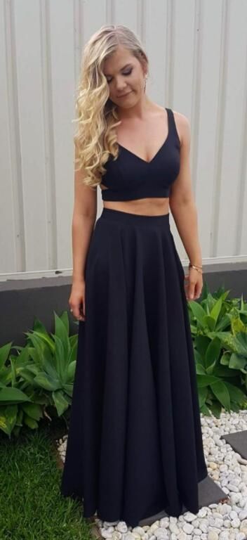 Gorgeous Two Piece Navy Blue Long Prom Dress,long Evening Dress,122332 ...